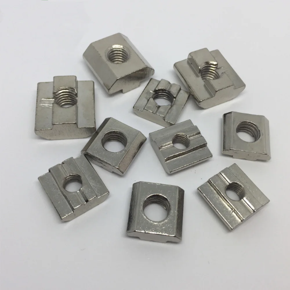 10pcs T Sliding Nut Nickel Plated Carbon Steel M3 M4 M5 M6 M8 M10
