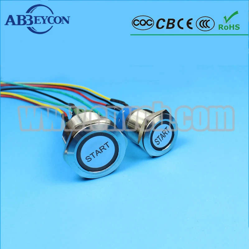 ABBEYCON 25mm push button switch sealed Metal Latching Stainless Steel ...