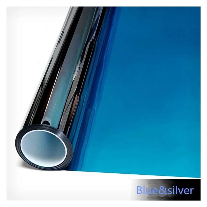 50cm*600cm Blue&Silver Mirrored Window Film House Glass Sticker Solar ...