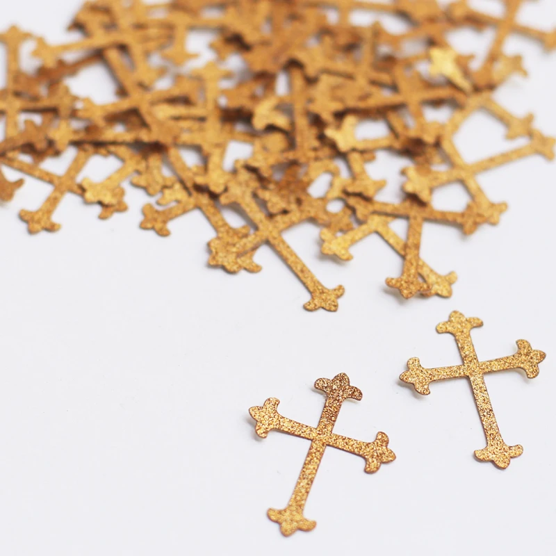 100 Pcs Baptism Decorations Cross Confetti Cross Table Confetti Glitter ...