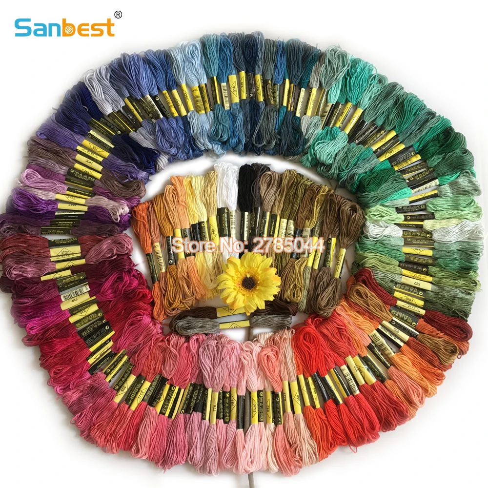 Sanbest 150 Pieces Multi color Cross Stitch Embroidery Thread Bright ...