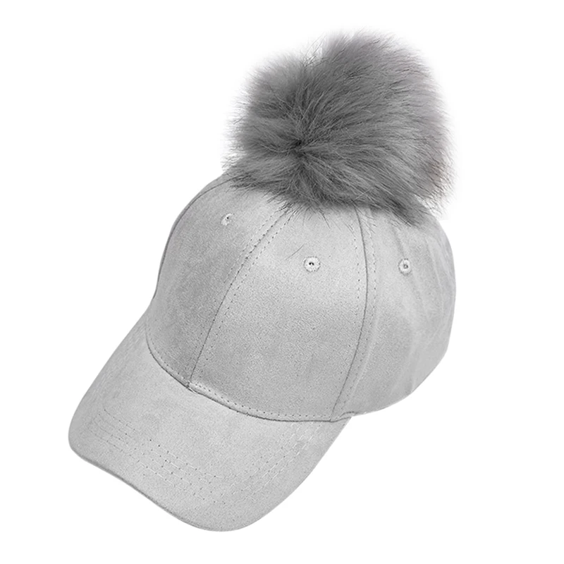 Women Unisex Baseball Cap Suede Fabric Faux Buckskin Pom Pom Ball Suede women-unisex-baseball-cap-suede-fabric-faux-buckskin-pom-pom-ball-suede