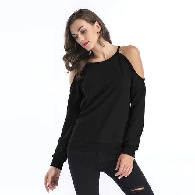 2018 New Spring Women Bare Shoulder T shirt Long Sleeve Women's Tops O ...