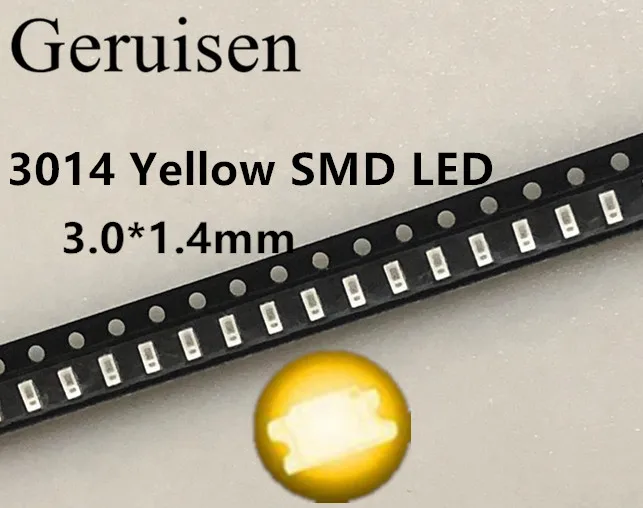 50 PCS/3014 ชิป LED SMD สีเหลือง Ultra Bright 0.1W 6 8LM 30mA 2V ...