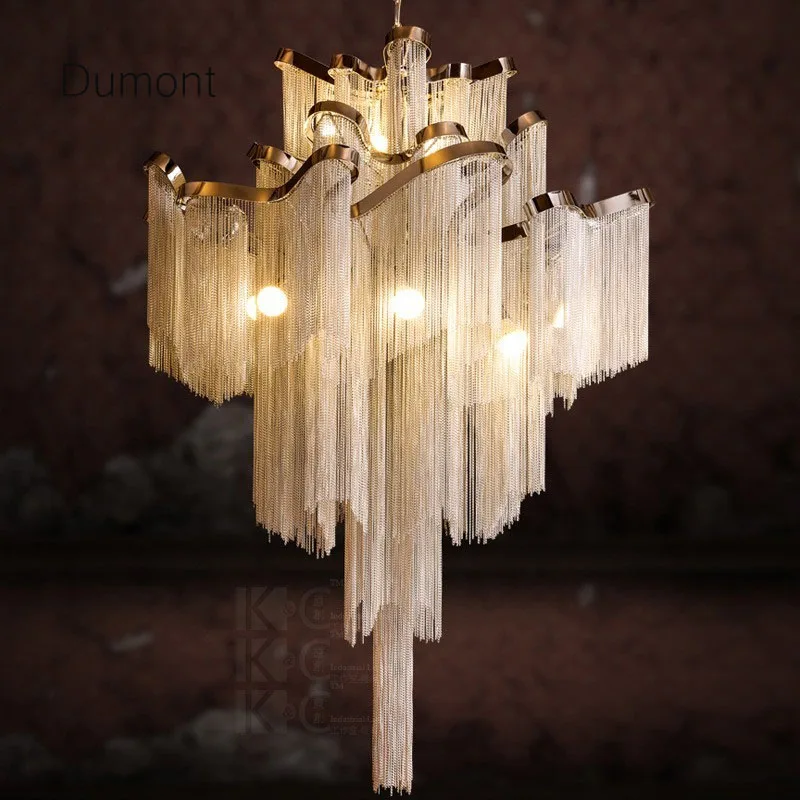 Chain Hoist Double Entry Stair Lamp Engineering Design Luxury Chain ...