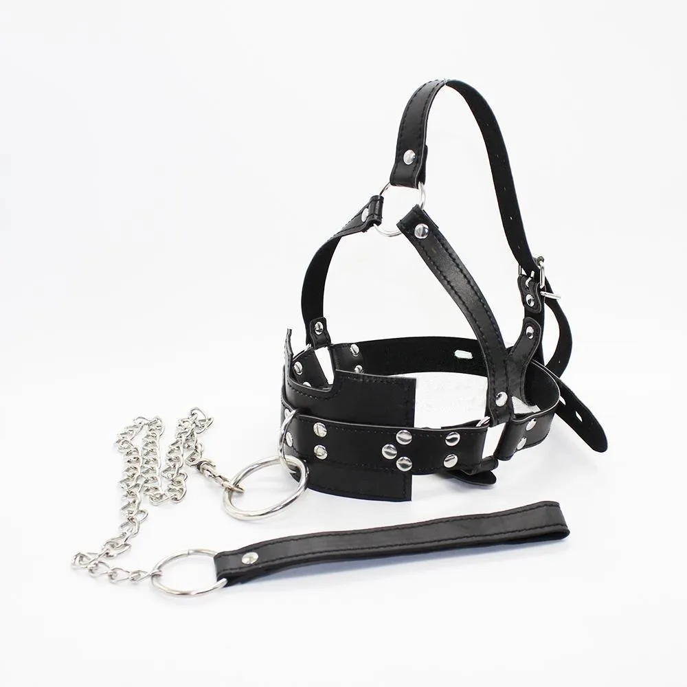 Gimp Fetish Bondage Leather Muzzle Ball Gag, Head Harness Slave Sub ...