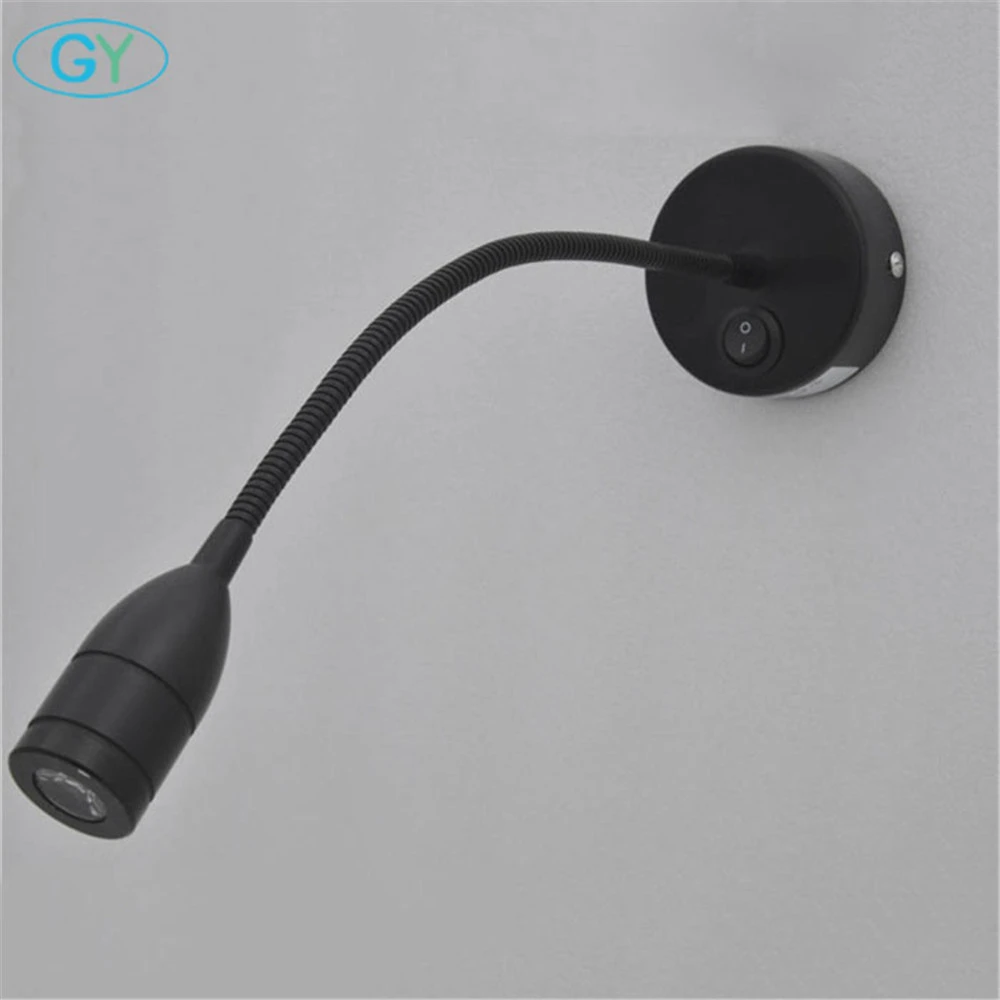 New 3W Black Flexible Hose LED Modern Wall Lamp Flexible Arm Light Lamp ...
