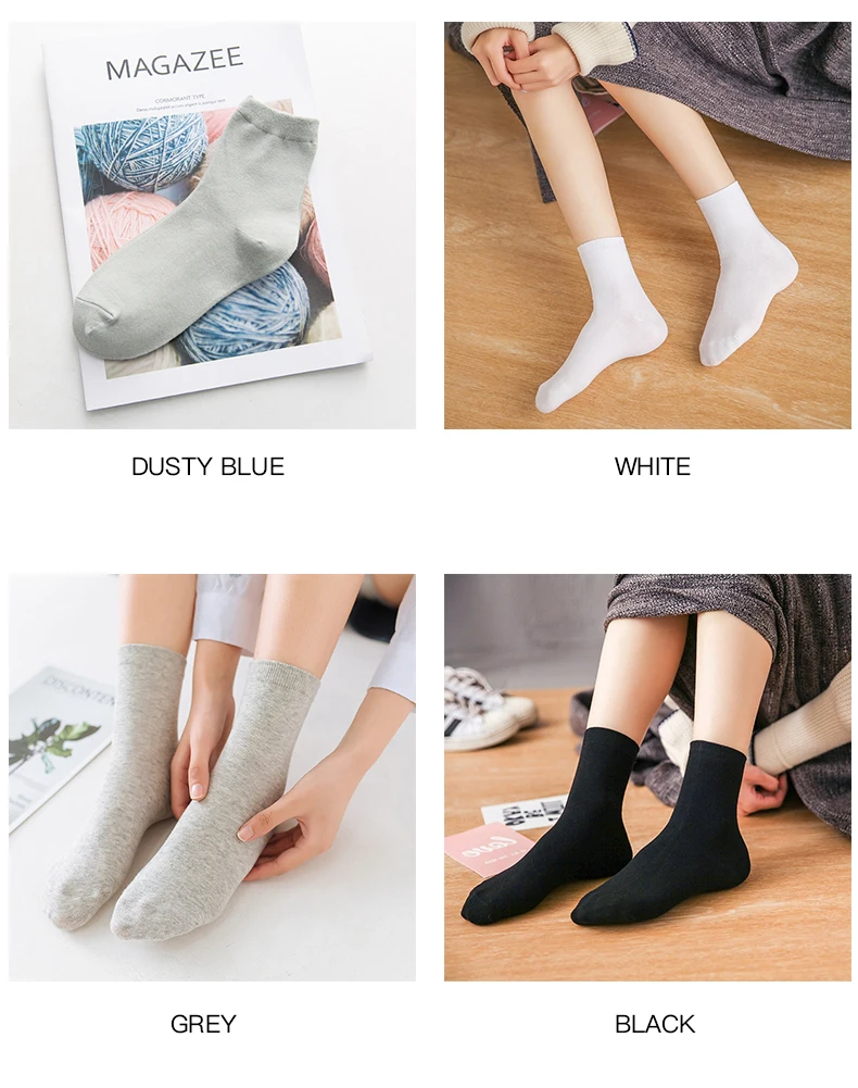 HSS Sweet Colorful Women Socks Female Candy Color Crew Cotton Socks ...