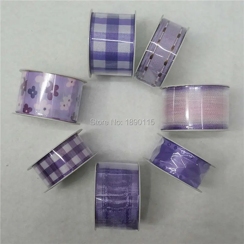 1" & 1 1/2" Mixed Satin Printed Ribbon 7 Designs/set Gift Packing ...