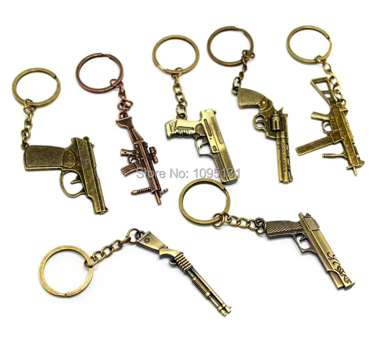 Fashion Cross Fire Hand Gun Keychain Metal Revolver Modern Weapon Keys ...