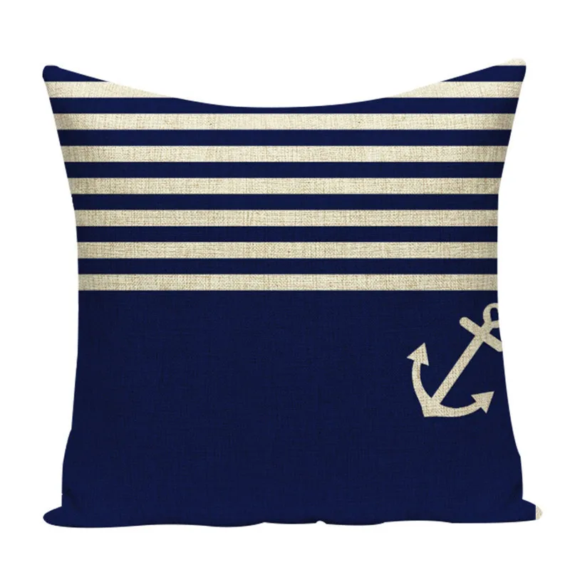 Чехол для подушки с изображением морского голубого компаса, якоря ...