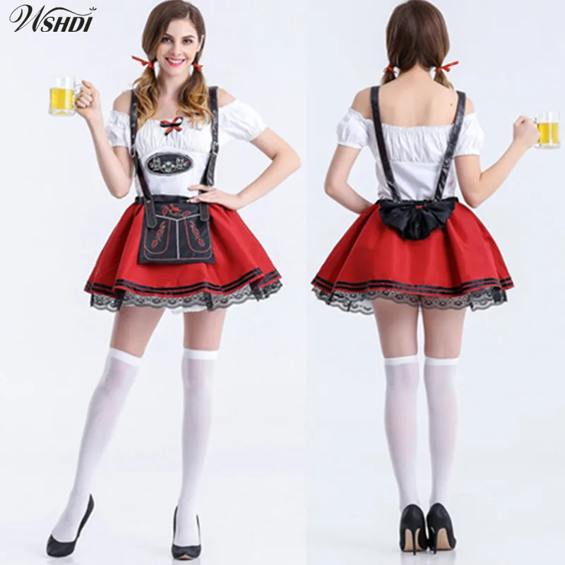 Fashion Women Adult Oktoberfest Costume Sexy Beer Girl Bar Dress