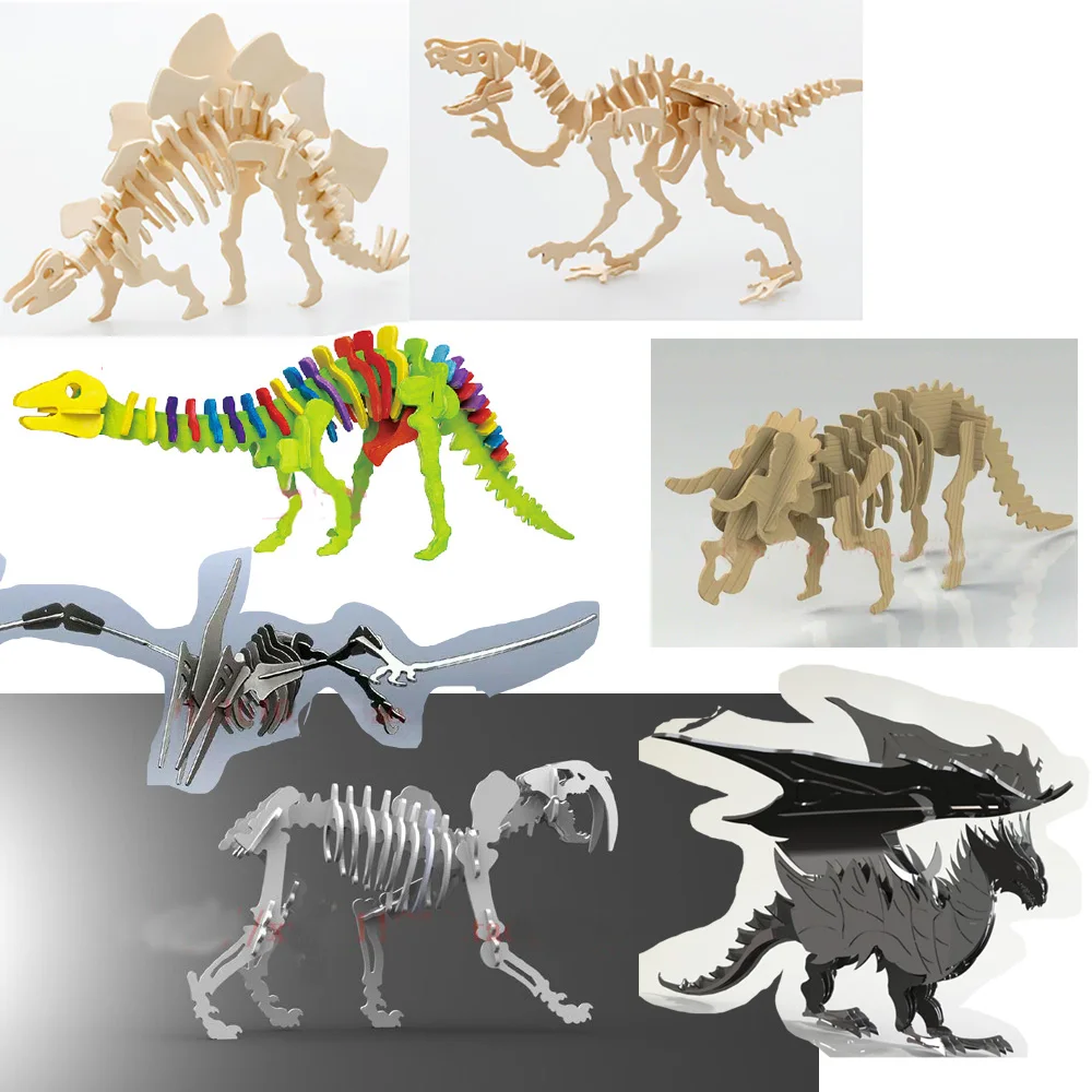 16 kinds of Dinosaur dragon DWG CAD drawing files for cnc laser cutting ...