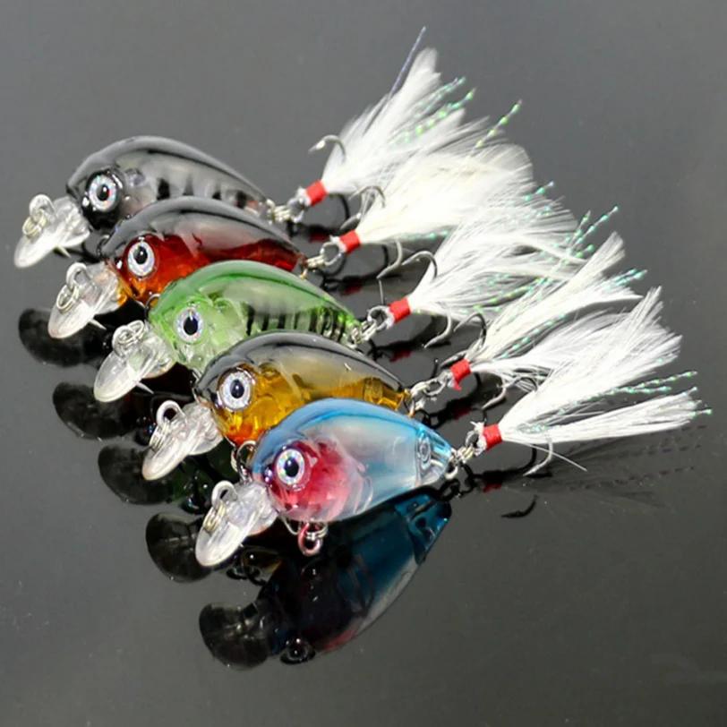 L105H 5pcs/set 3.6cm 4g Fishing Lures Crank Baits Mini Crankbait 3D Eye Artificial Hard bass ...