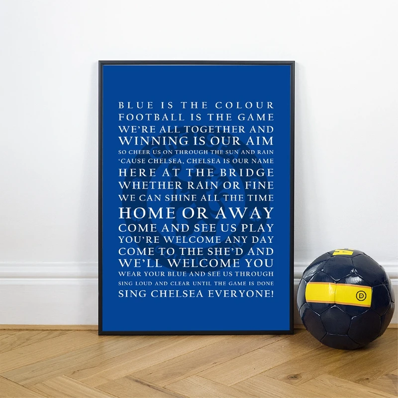 Chelsea FC Football Inspired Song Lyrics Art Painting Wall Picture ...