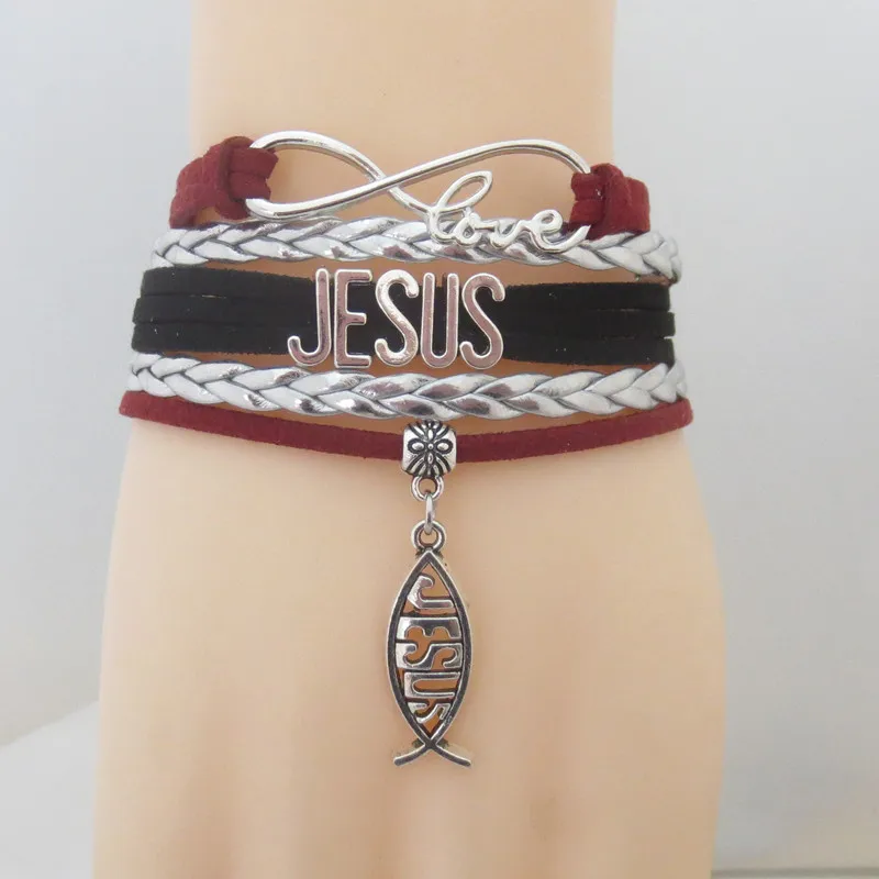 Love-Jesus-Bracelet-Charm-Religious-Believe-Jesus-Leather-Bracelets-For ...