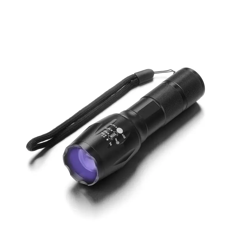 50pcs UV LED Flashlight Torch 395nm AAA 18650 Battery Violet Purple ...