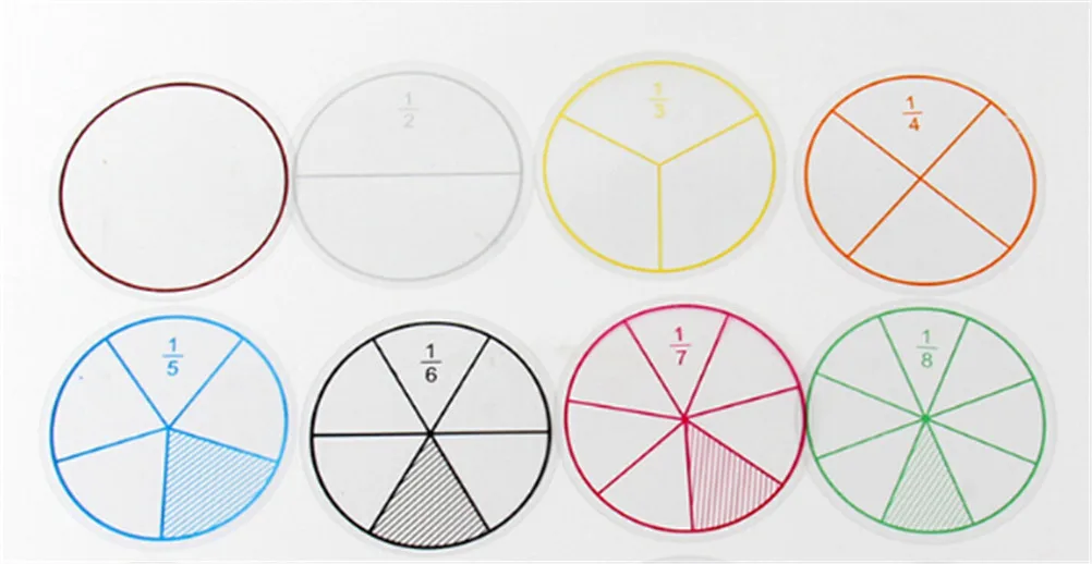 Monday Kids 12pcs Math Fractions Circles Toy Plastic Numbered Fractions ...
