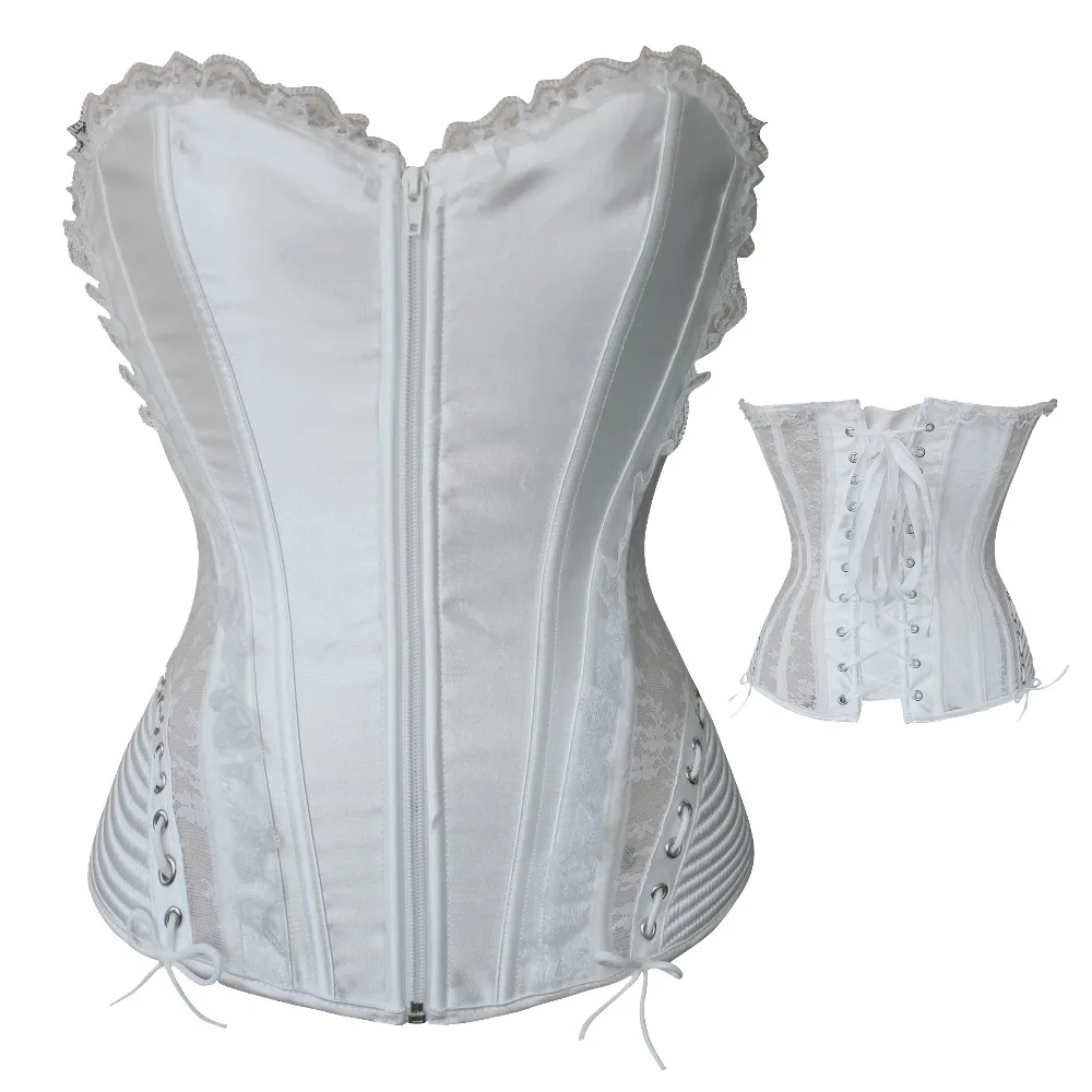 Free Shipping Womens Sexy Boned Lace Top Boned Overbust Fashion Corsets