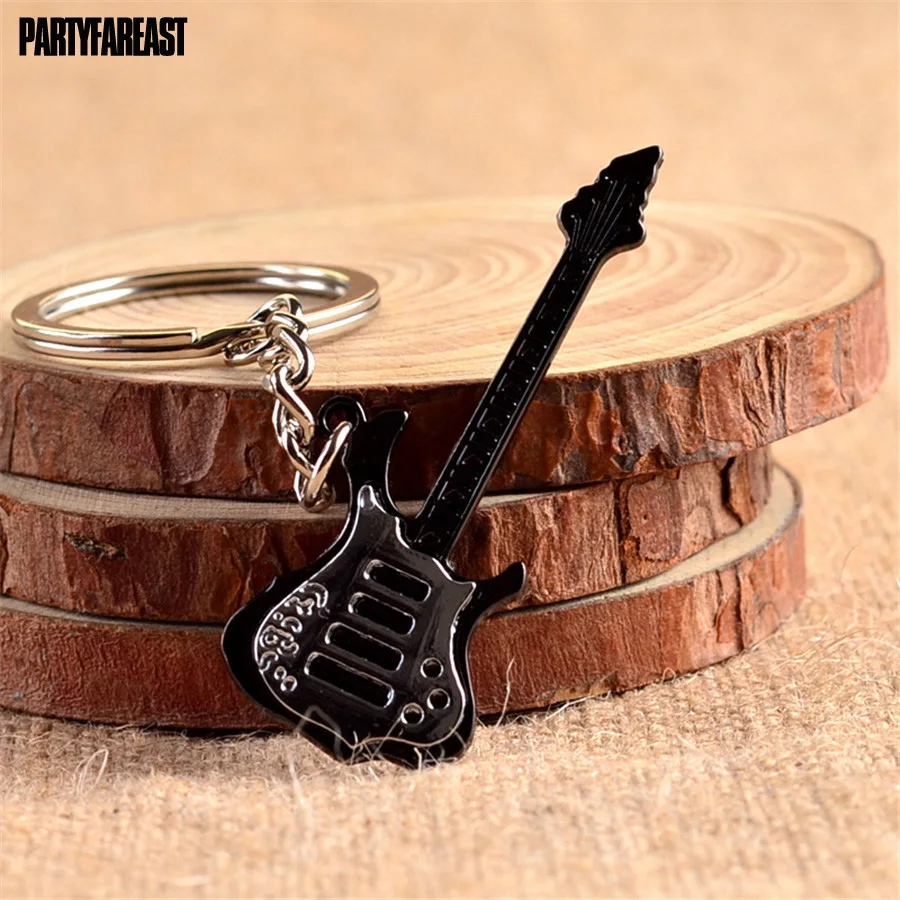 Pf Music Instrument Keychain Black Mental Guitar Key Chain Pendant Trinkets For Lovers T Key