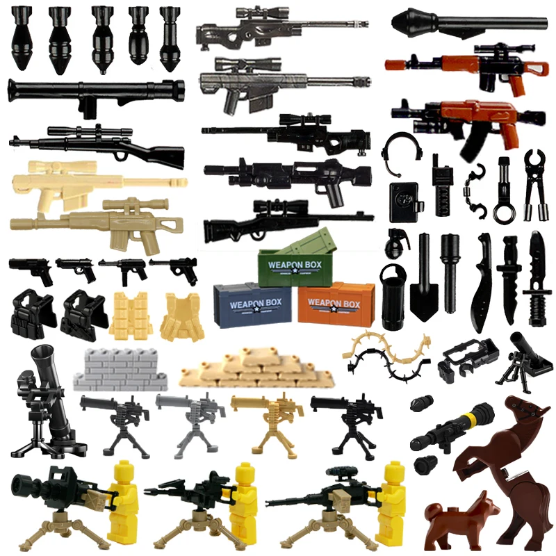 2018 Weapon Pack MOC Gun Building Blocks City Police Swat Team WW2 ...