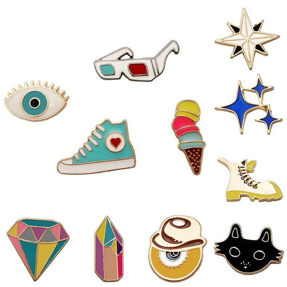 1pc NEW Cute Cartoon Brooch Pins Enamel Shirt Label Pin Eye Sunglasses ...