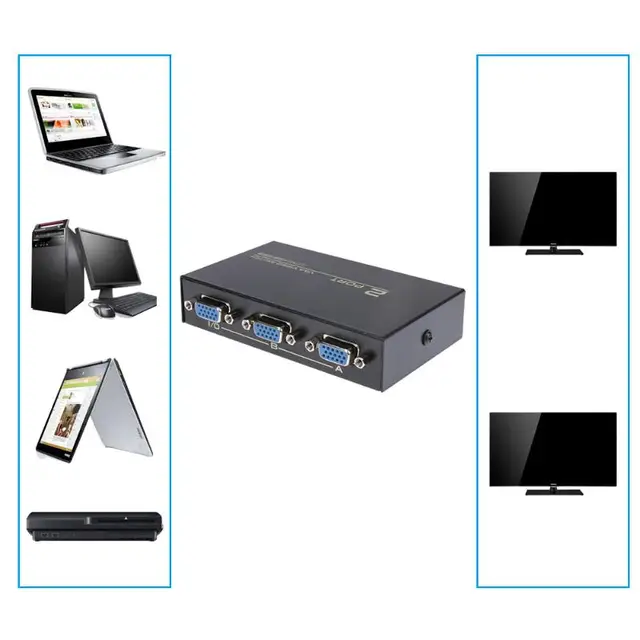 1 to 2 Monitor Switch 130MHz 2 Port Monitor Switch VGA SVGA Video ...