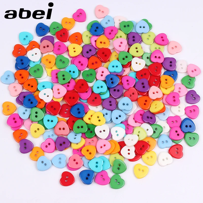 Botones de corazón de colores mezclados de 12mm, resina plástica de ...