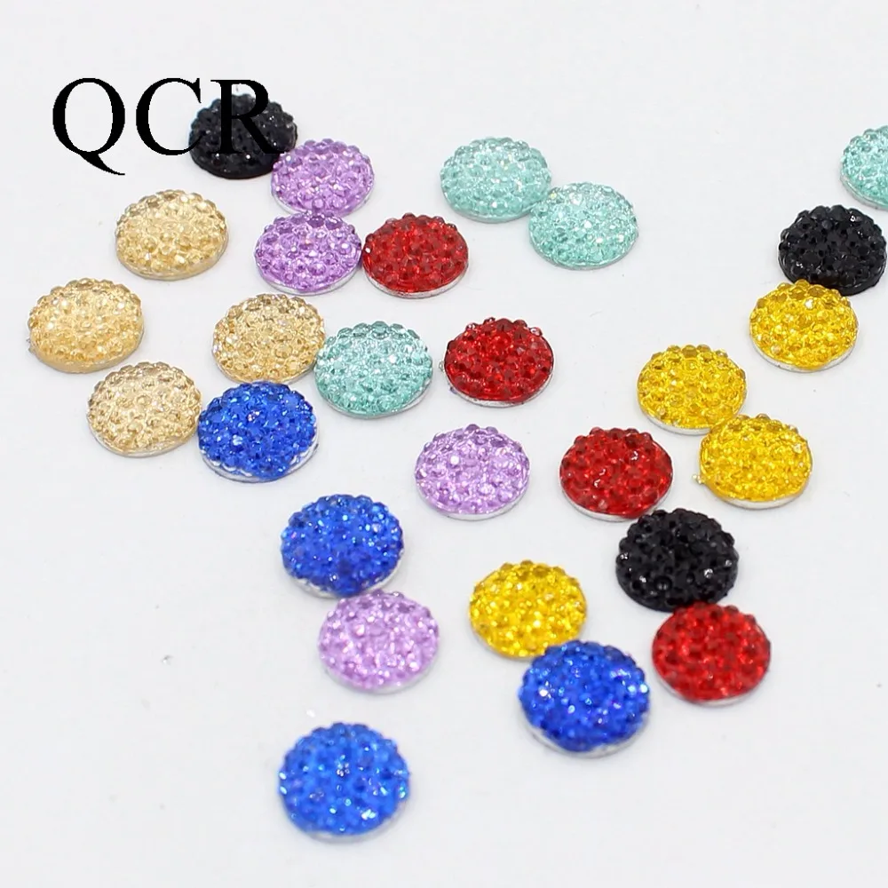 Free Shipping Multi 8mm 300pcs/Lot Flatback Resin Round Stone Beads ...