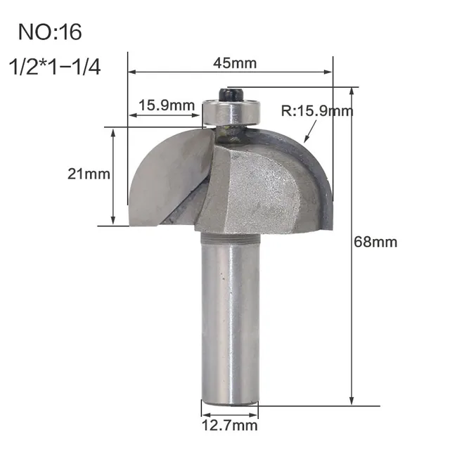 1pc Shank 1/2 1/4Radius Round Grooving Cove Box Bit CNC Round Nose ...