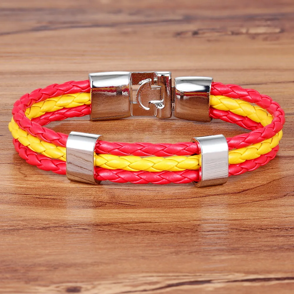 TYO New Fashion Braided Surfer Bandage National Spain Flag Leather ...