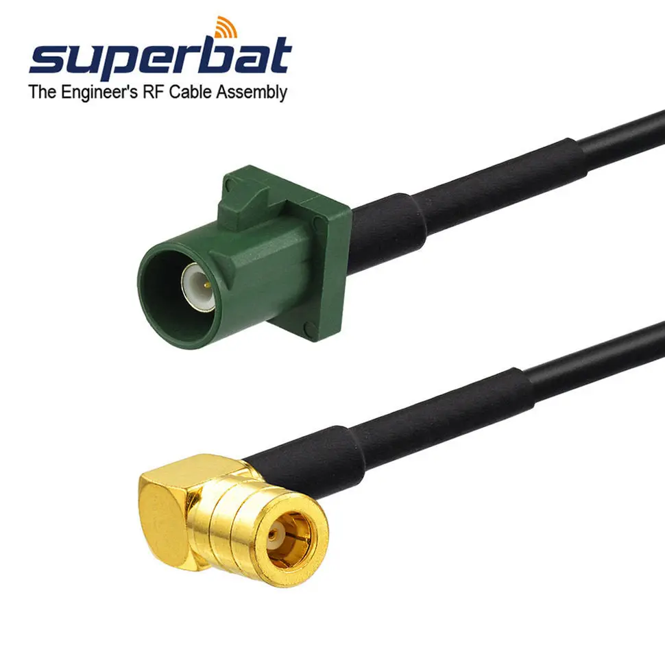 Superbat Fakra E Plug Connector to SMB Right Angle Jack RG174 50cm ...