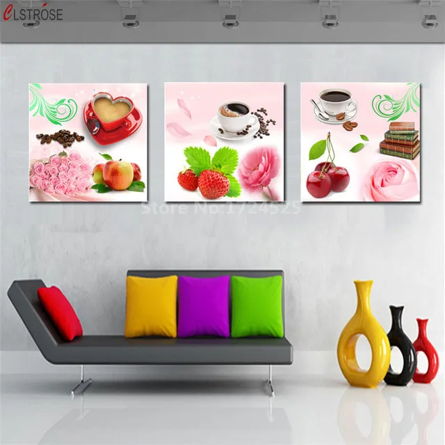 CLSTROSE impresiones en lienzo de decoración de café y frutas, pintura ...