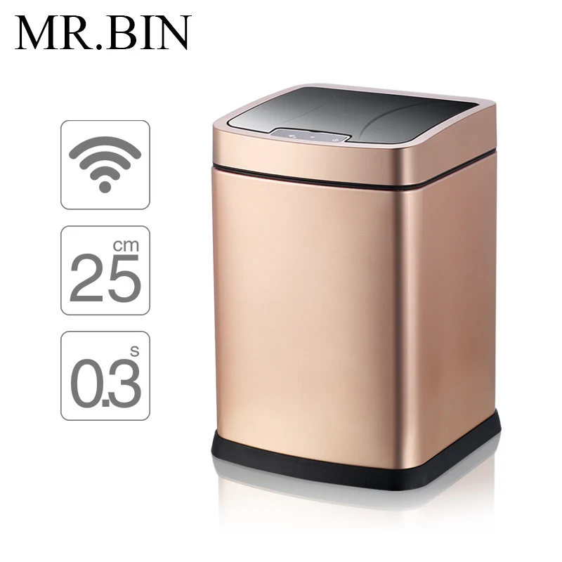 MR.BIN Smart Sensor Trash Can Stainless Steel Induction Dustbin ...