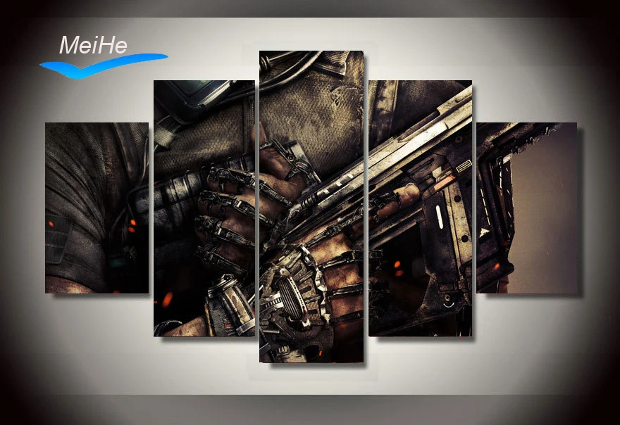 Framed Printed cod advanced warfare guns 5 pieces Group Painting room ...
