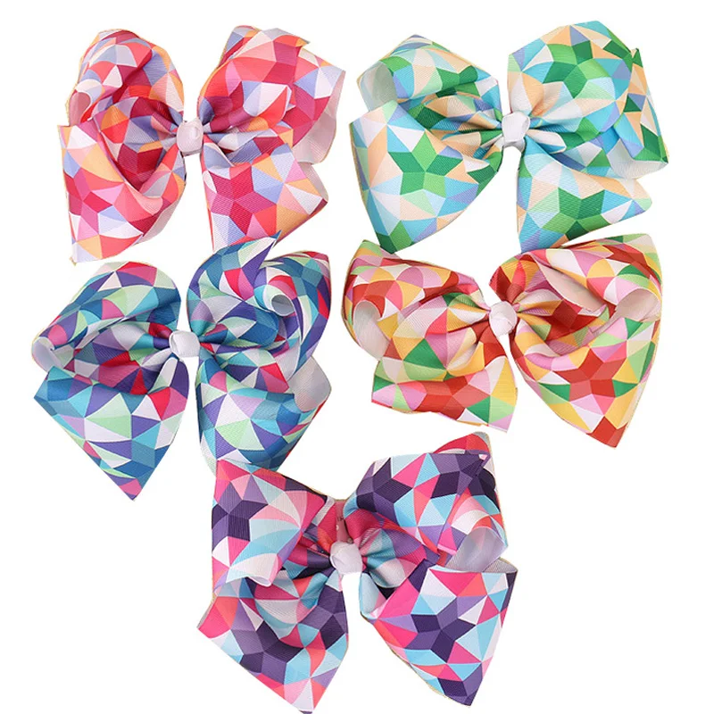 10pcs/lot 7" Large Printed Grosgrain Ribbon Bows Alligator Clips Big ...