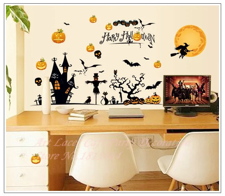 3D DIY PVC Wall Stickers Halloween Decoration Wall Decals Vintage Post ...