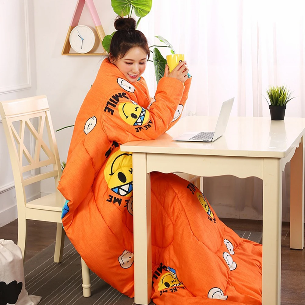Теплое Мягкое хлопковое одеяло с рукавами, покрывало на диван-кровать ...