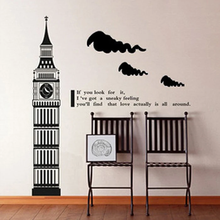 Bedroom decor Big Ben Tower of London Clock Tower Wall Sticker Window ...