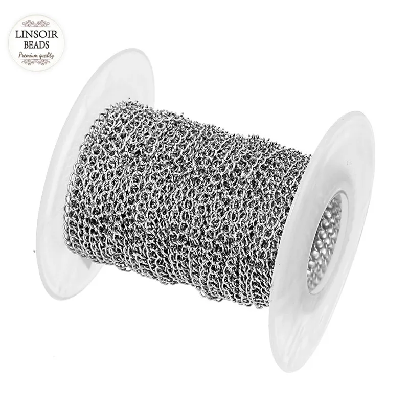 10-Yards-Roll-2mm-2-5mm-3mm-Silver-color-Tone-Stainless-Steel-Bulk ...
