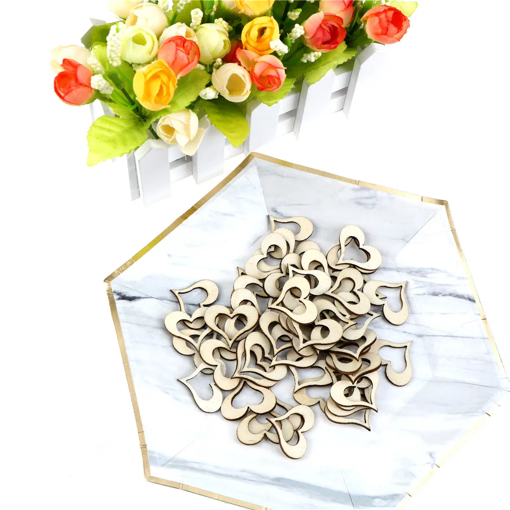100pcs Wooden Heart Shape Table Confetti Vintage Affair RusticSweet ...