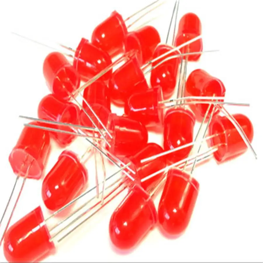 Led Diode Diameter 10mm Red Indication Signal Led Bead 2pins Through ...