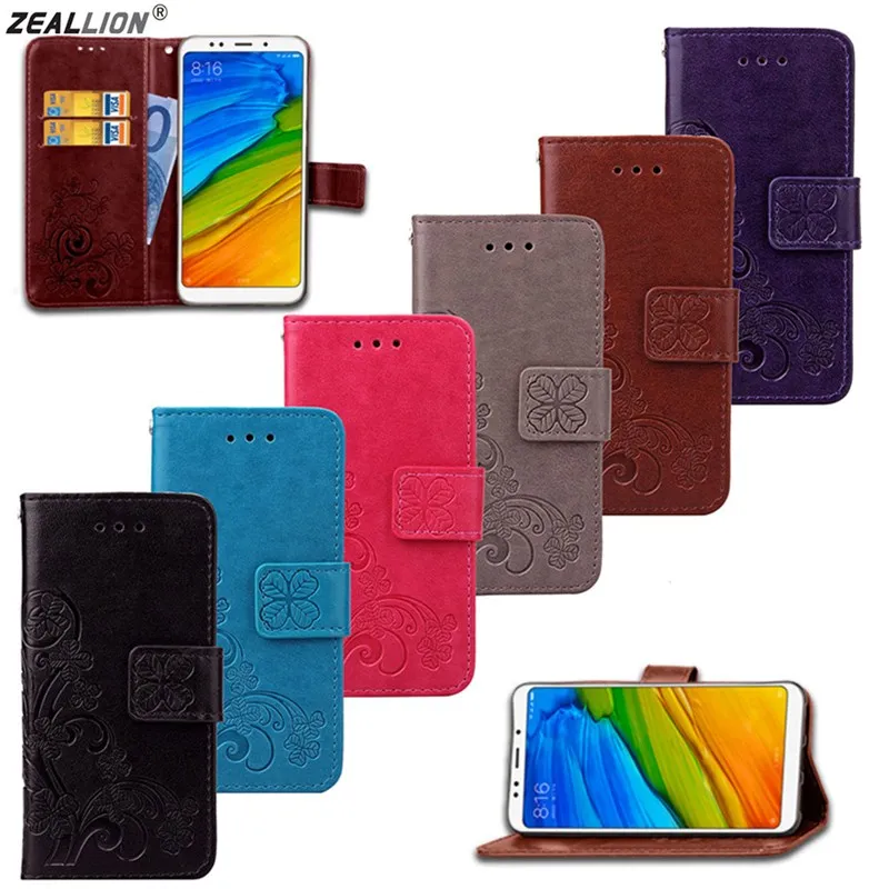 ZEALLION For Xiaomi Mi5X 6X Max 2 Redmi 4A 4X 5A Printing Note 5A Clover Leather Card Wallet ...