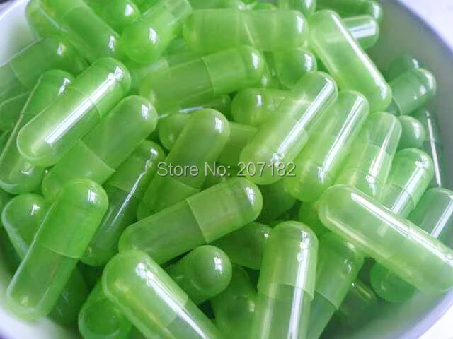 (10,000pcs/pack) Size 00 Translucent Green Color gel cap, Hard Gelatin ...
