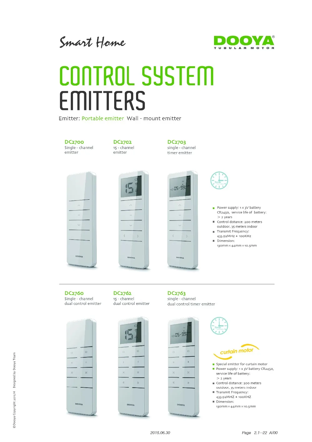 Dooya tubular motor DM35F/Y-6, 10, DM45F/Y-10, 20 50mm tube AC powered ...