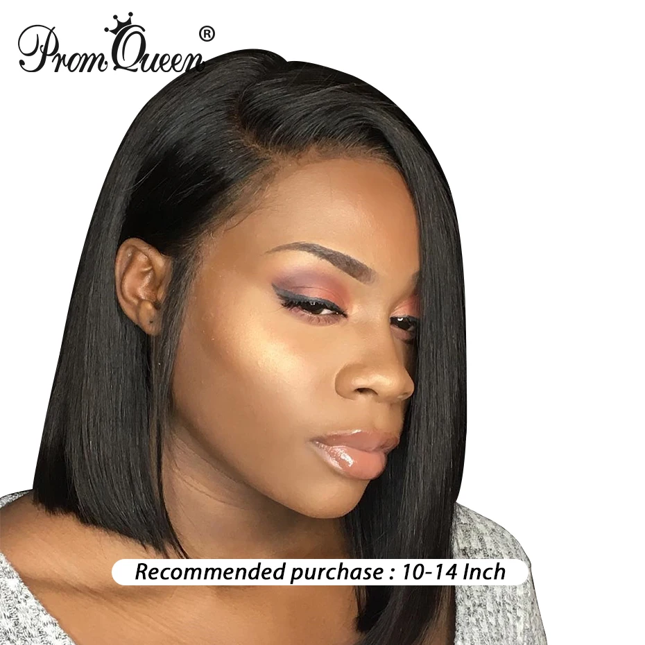 PromQueen Lace Front Human Hair Wigs Short Bob Wig With Baby Hair ...