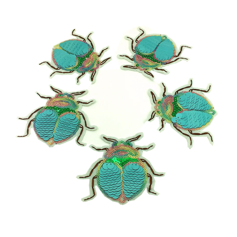 5pc Beetle Sequin Embroidery Patch Bee Embroidered Applique Beaded ...