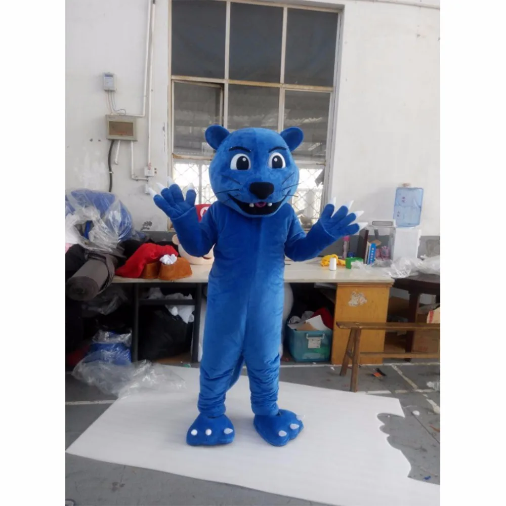 Blue Panther Lion Plush Mascot Costume Adult Unisex Cartoon Character ...