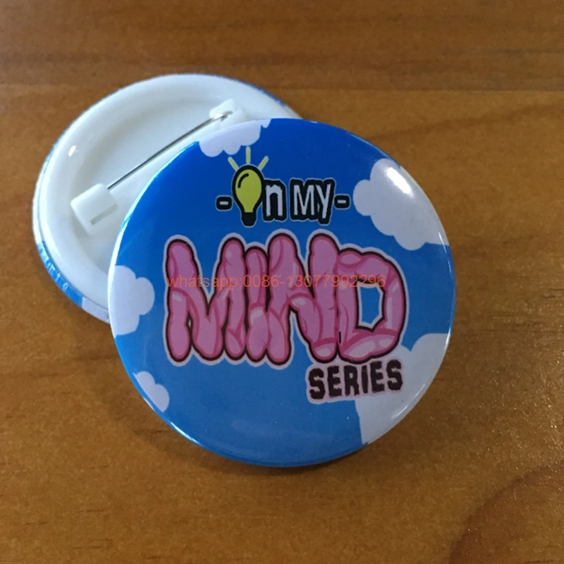 100pcs Customzied Plastic Pins Round Badges With Your Design Tin Button ...