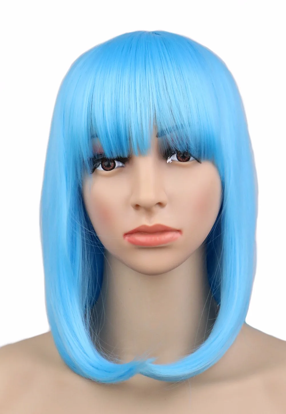 QQXCAIW Short Bob Straight Cosplay Party Costume Light Blue 40 Cm ...